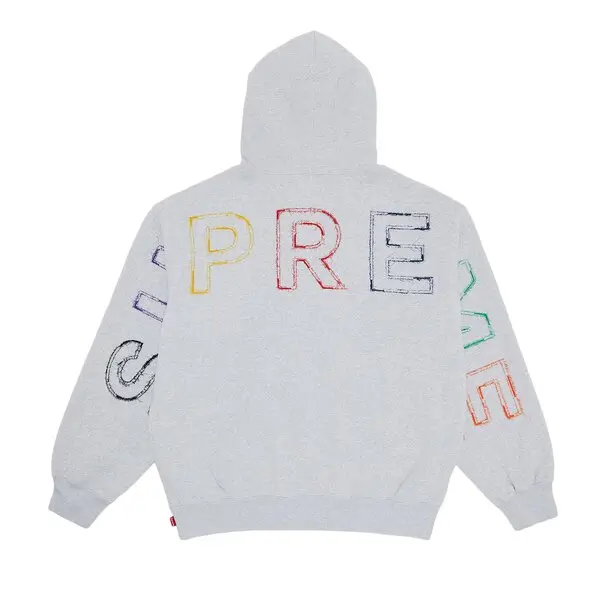 Supreme Frayed Hooded Sweatshirt - Grey