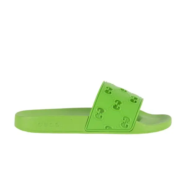 Gucci Gg Rubber Slide - Green