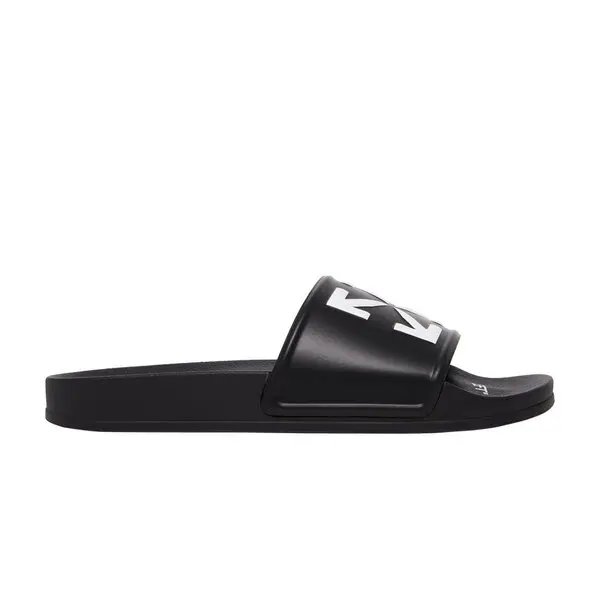 Off-White Logo Print Slides - Black