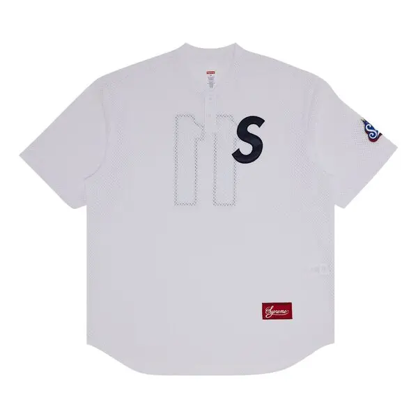 Supreme S Logo Baseball Henley - White | Editorialist