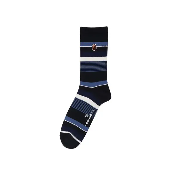 A BATHING APE Striped Crew Socks - Blue