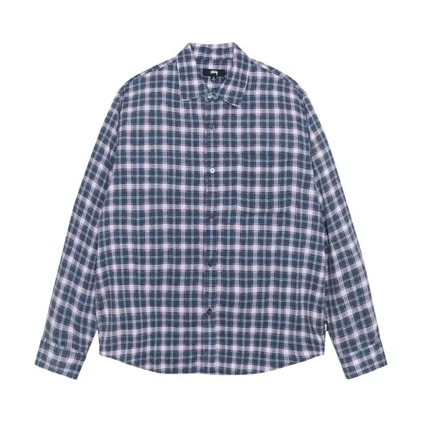 StüSsy Dan Washed Cotton Plaid Shirt - Blue | Editorialist