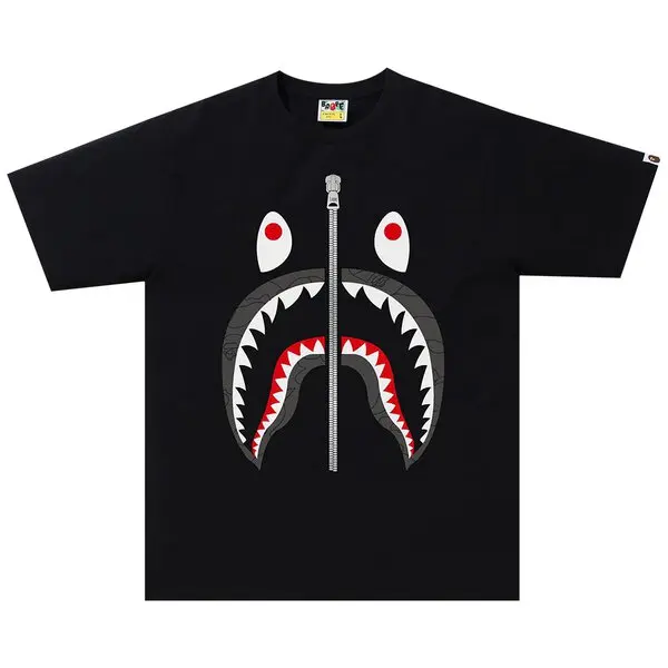A BATHING APE Line 1st Camo Shark Tee - Black