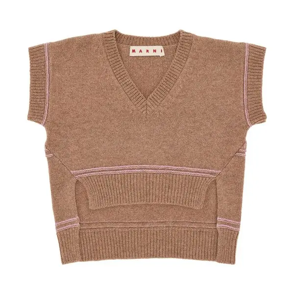 Marni Logo V-neck Virgin Wool Sweater