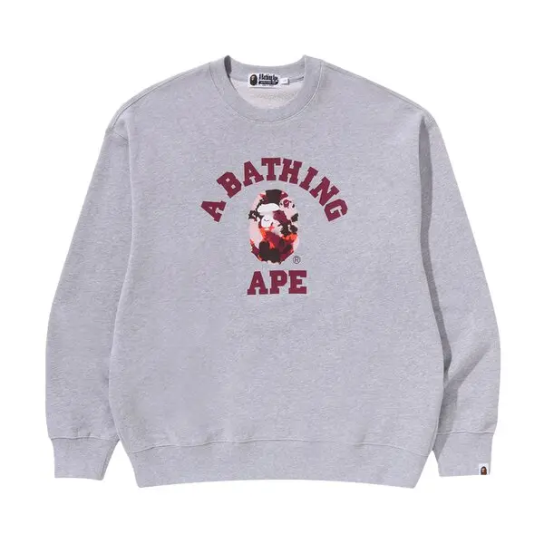 A BATHING APE Map Camo College Relax Fit Crewneck Sweatshirt