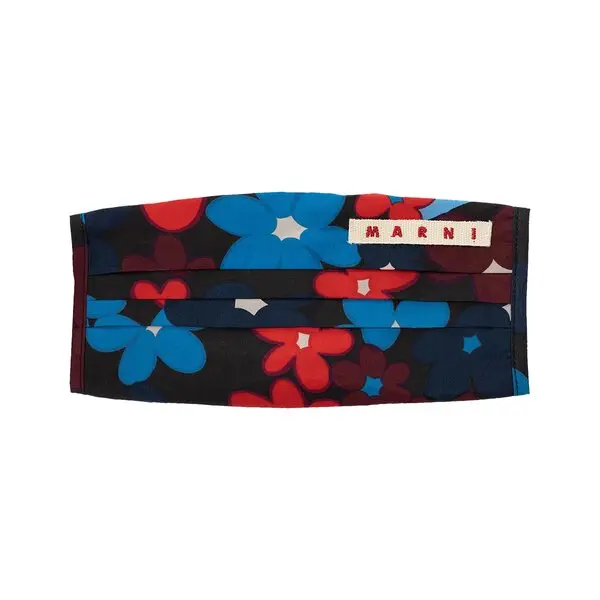 Marni Floral Logo Face Mask - Blue