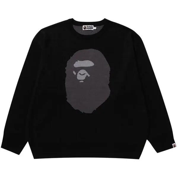 A BATHING APE Ape Head Jacquard Knit Sweater - Black