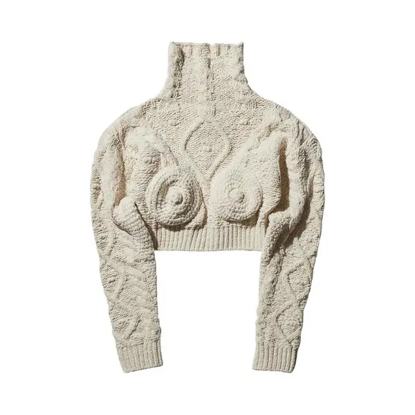 Jean Paul Gaultier Knitted Breast Sweater - White | Editorialist