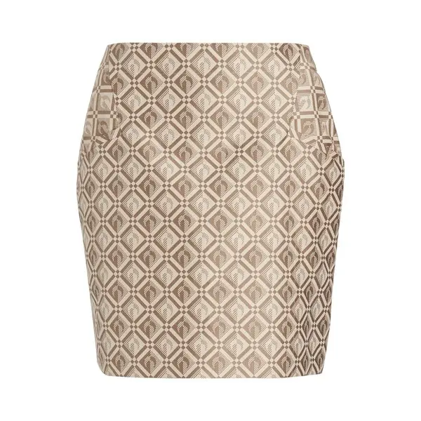MARINE SERRE Moon Diamant Regenerated Jacquard Mini Skirt - Tan