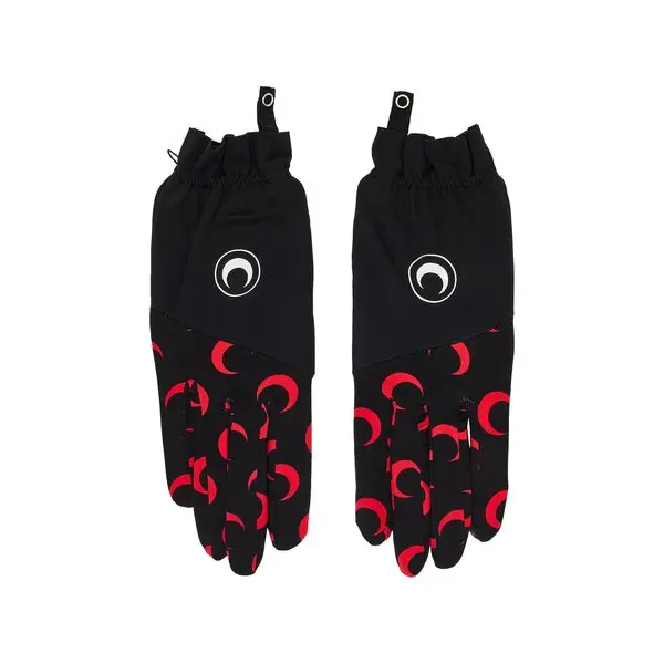 MARINE SERRE Moon Logo Print Gloves - Black