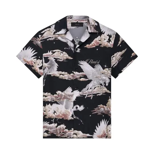 Amiri All Over Pegasus Bowling Shirt - Black