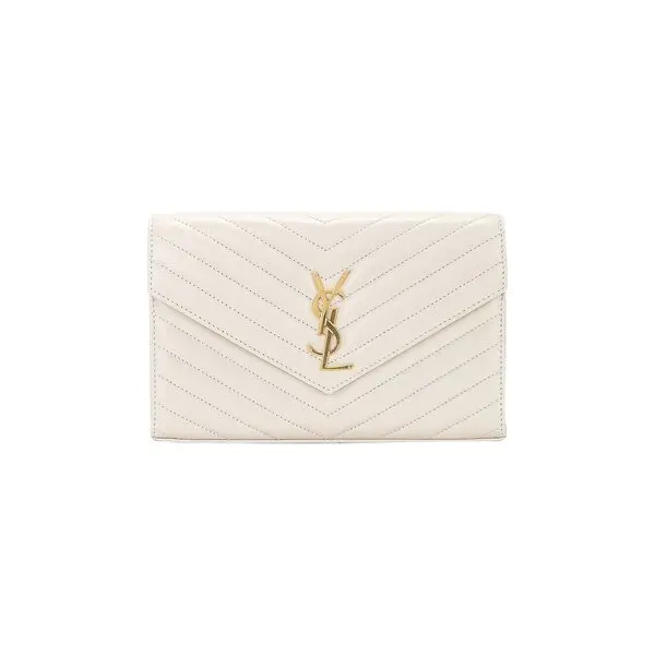 Saint Laurent Cassandre Chain Wallet - White