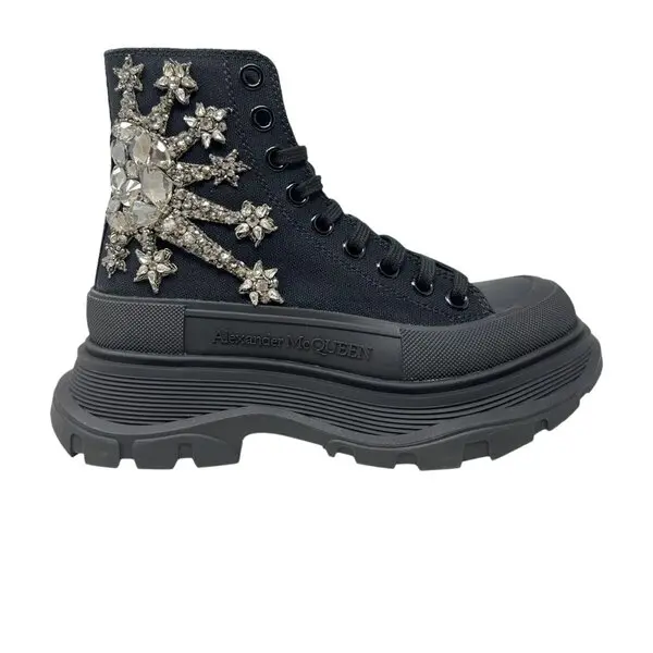 Alexander McQueen Embellished Tread Slick Boot - Black