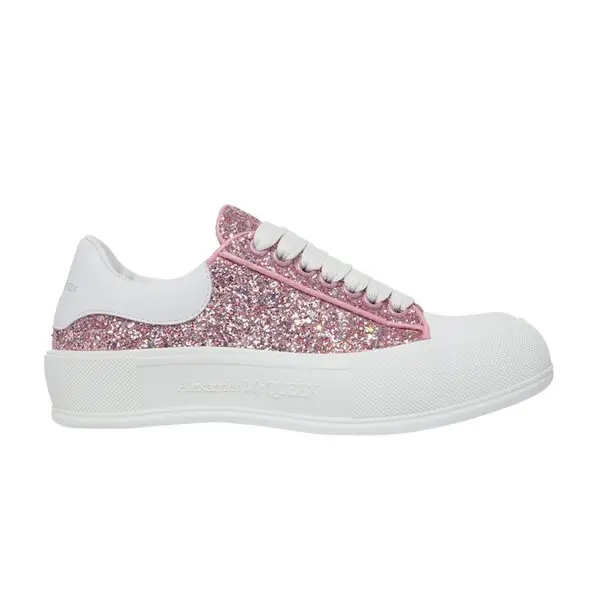 Alexander McQueen Deck Plimsoll Low Rose Gold Reflective Glitter - Pink