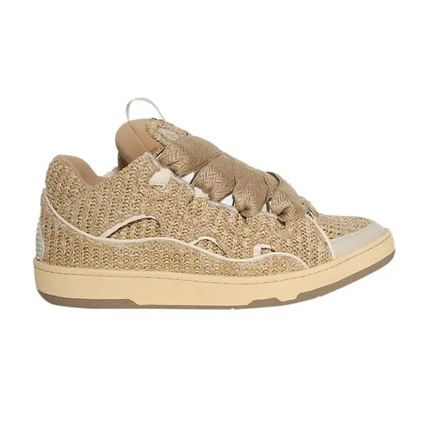 LANVIN Curb Raffia Sneakers - Tan