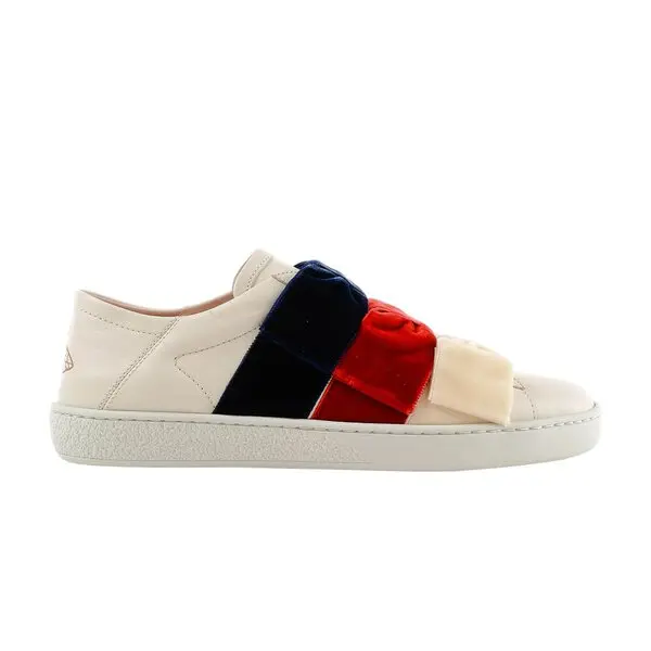 Gucci Ace Leather Low Top Sneakers With Ribbon Fastening