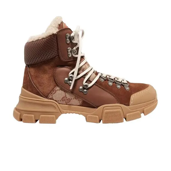 Gucci Flashtrek High Shearling Boots - Brown