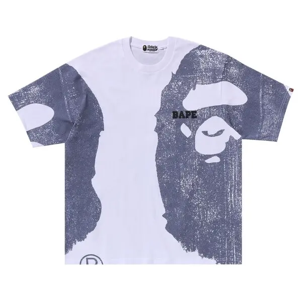 A BATHING APE Water Print College Relaxed Fit Tee - White