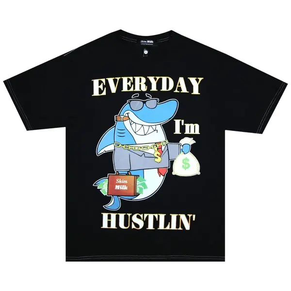 SKIM MILK Everyday I'm Hustlin' Tee - Black