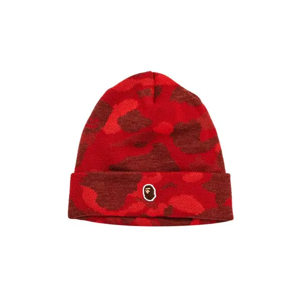 A BATHING APE Logo-patch Camouflage Beanie - Red