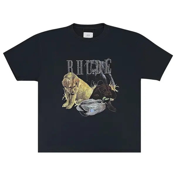 Rhude Rhinestone Hunting Dog T-shirt - Black