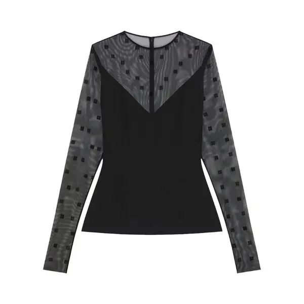 Givenchy 4g Tulle Long-sleeve Top