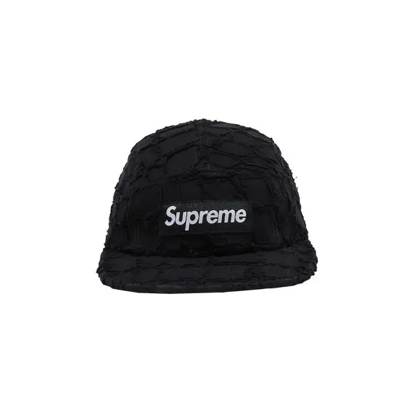 Supreme Frayed Croc Denim Camp Cap - Black