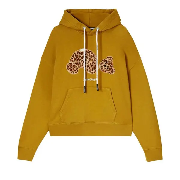 Palm Angels Leopard Bear Hooded Sweatshirt - Tan