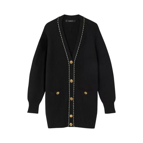 Versace Medusa Button Wool Knit Cardigan