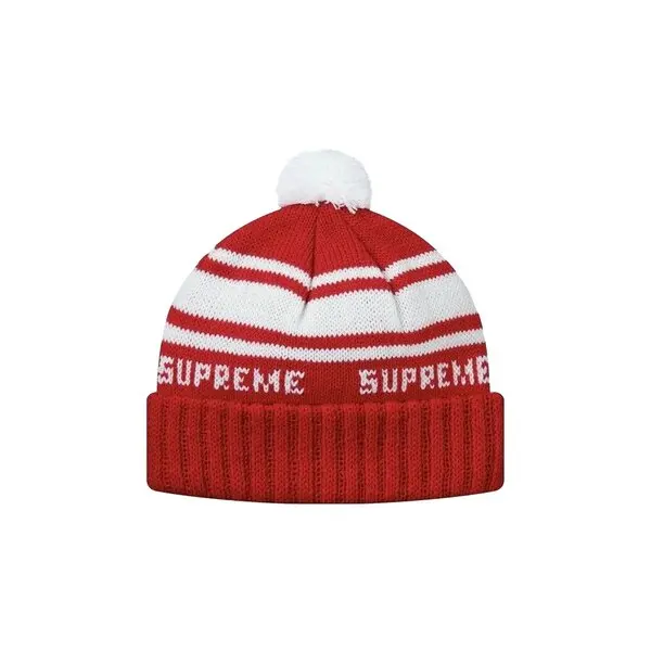 Supreme Classic Stripe Beanie - Red