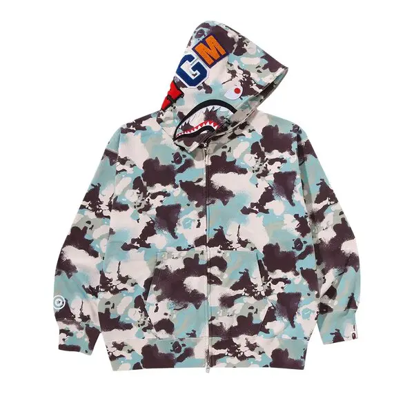 パーカー A BATHING APE COLOR CAMO SHARK FULL ZIP Multi Camo NYC Logo Shark Full Zip Hoodie M – Feature