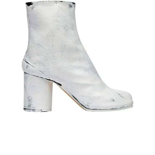 MAISON MARGIELA Tabi Block Heel Ankle Boots - White