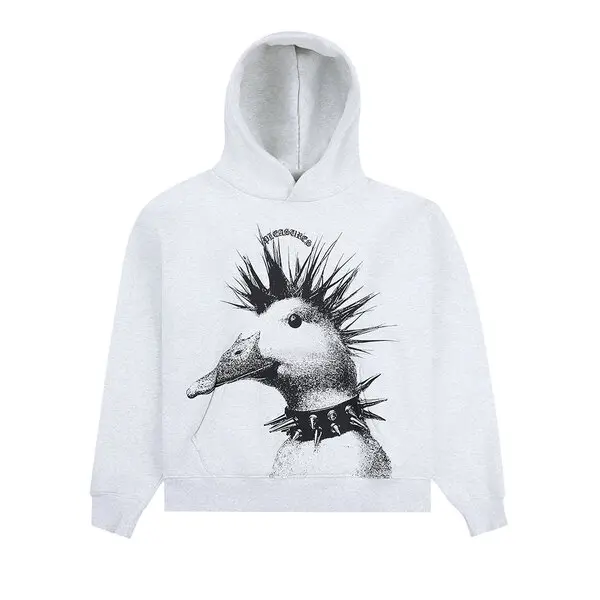PLEASURES Punk Duck Graphic Hoodie - Grey
