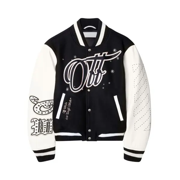 Off-White Embroidered Varsity Jacket - Black
