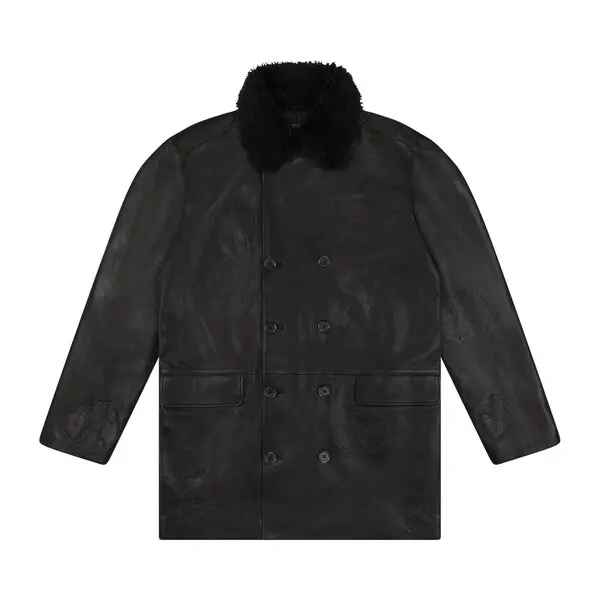DENIM TEARS Oakland Wreath Winter Leather Coat