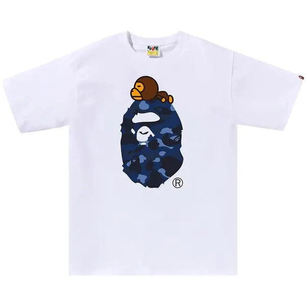 A BATHING APE Color Camo Milo Big Ape Tee - White