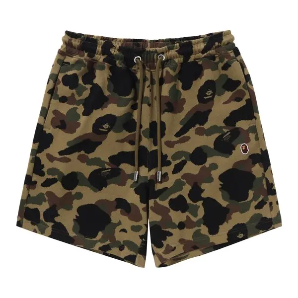 A BATHING APE 1st Camo Jacquard Relaxed Fit Sweat Shorts - Green
