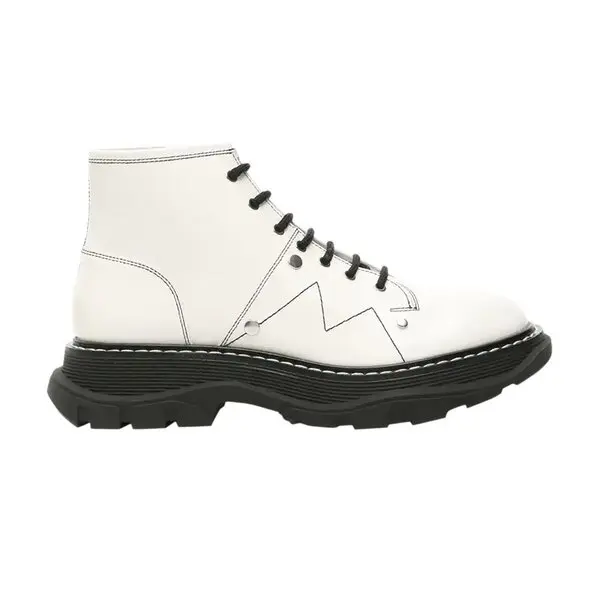 Alexander McQueen Tread Slick Lace Up Boot - White