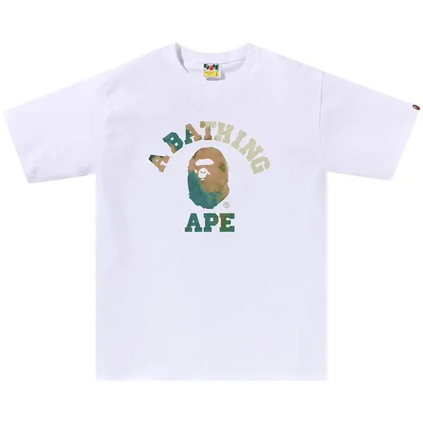 A BATHING APE Tie Dye College Tee - White