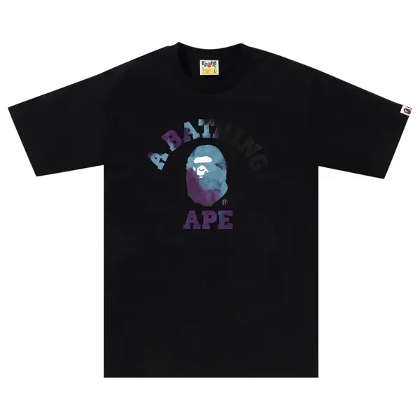 A BATHING APE Tie Dye College Tee - Black