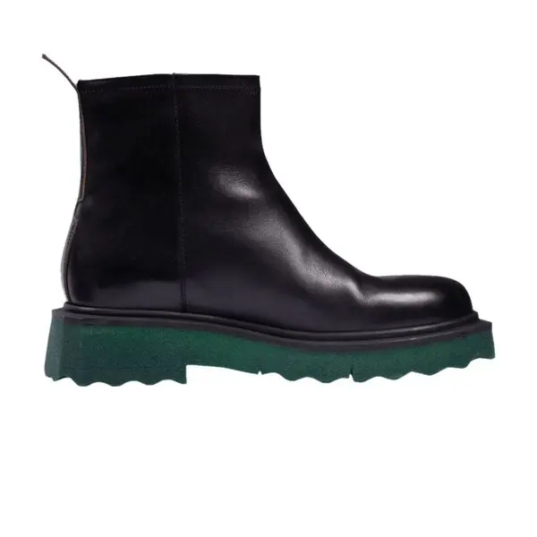 Off-White Sponge Sole Leather Zip Boot - Black | Editorialist