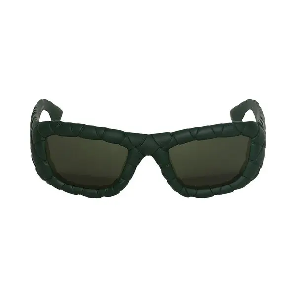 Bottega Veneta Intrecciato Rectangular Sunglasses - Black