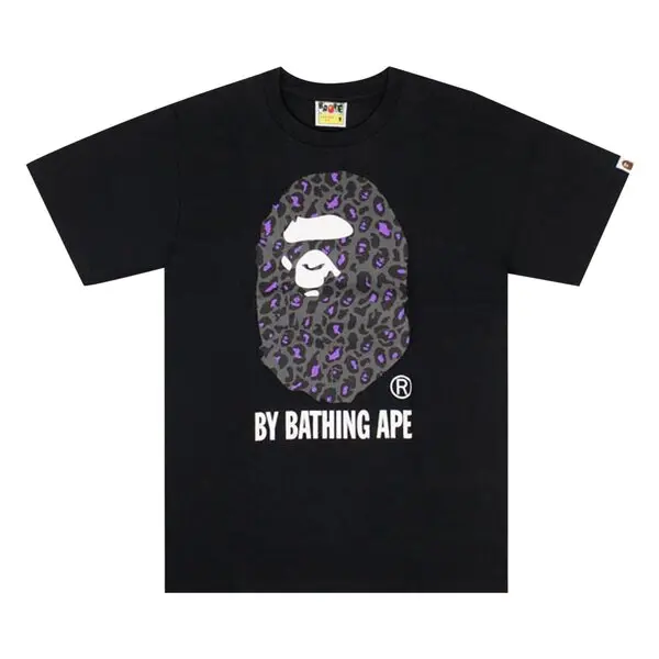 A BATHING APE Leopard Big Ape Head Tee - Black