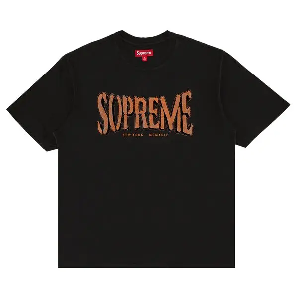 Supreme Flocked Washed Short-sleeve Top - Black