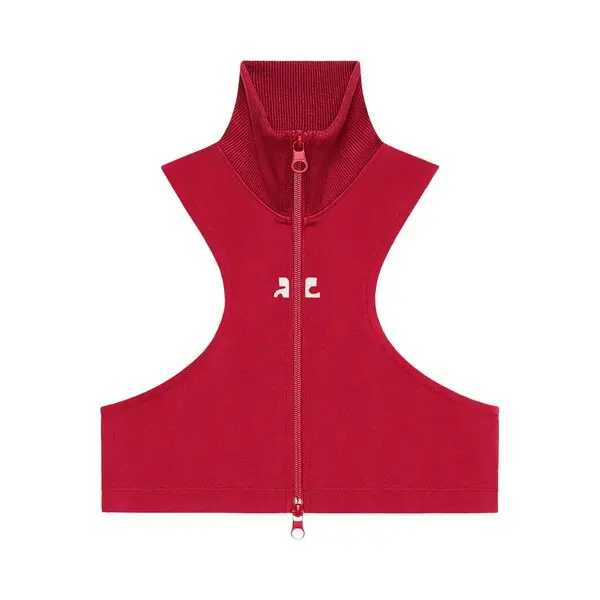 COURREGES Scuba Tracksuit Interlock Cropped Jacket - Red