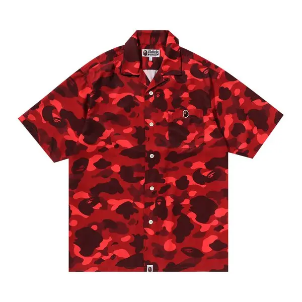 A BATHING APE Color Camo Ape Head Shirt - Red