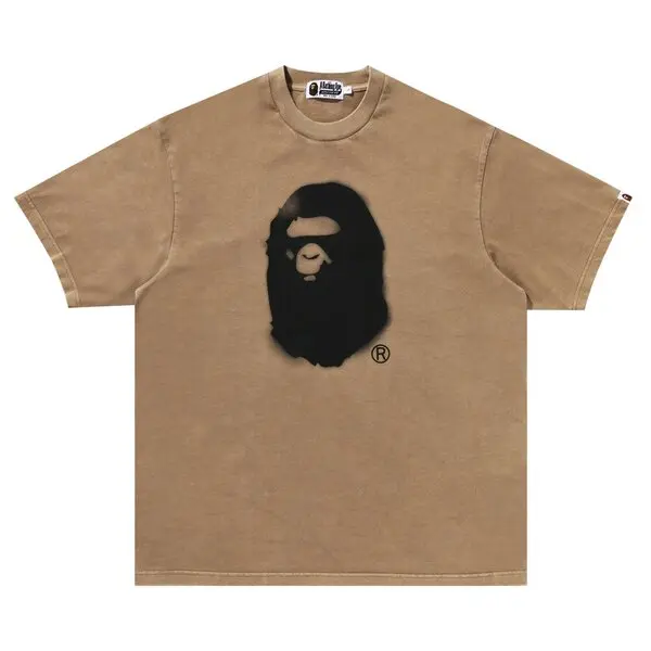 A BATHING APE Spray Ape Head Relaxed Fit Tee - Tan