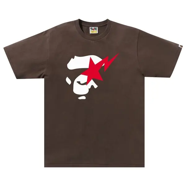 A BATHING APE Ape Face Sta Tee - Brown