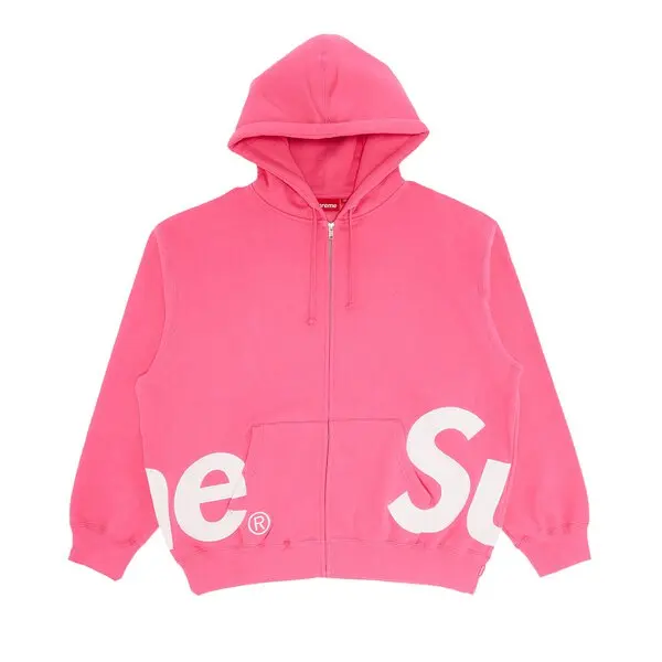 Supreme Big Logo Zip Up Hooded Sweatshirt - Pink