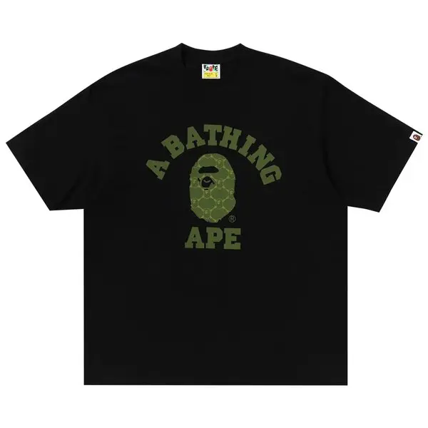 A BATHING APE College Monogram Relaxed Fit Tee - Black